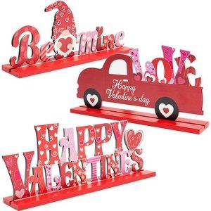 Accents | 3pcs Valentine Table Decorations Wooden Centerpiece Signs For ...